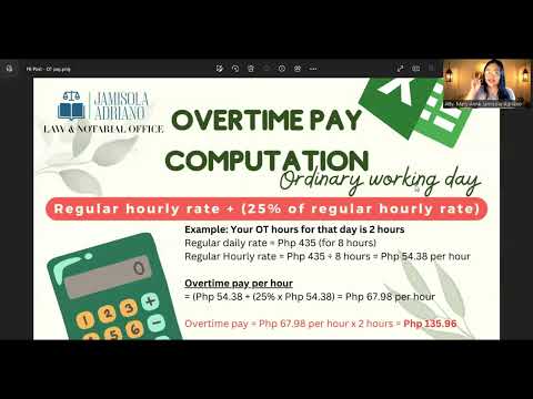 PH Labor Law - How to Compute Overtime Pay (Ordinary Working Day)