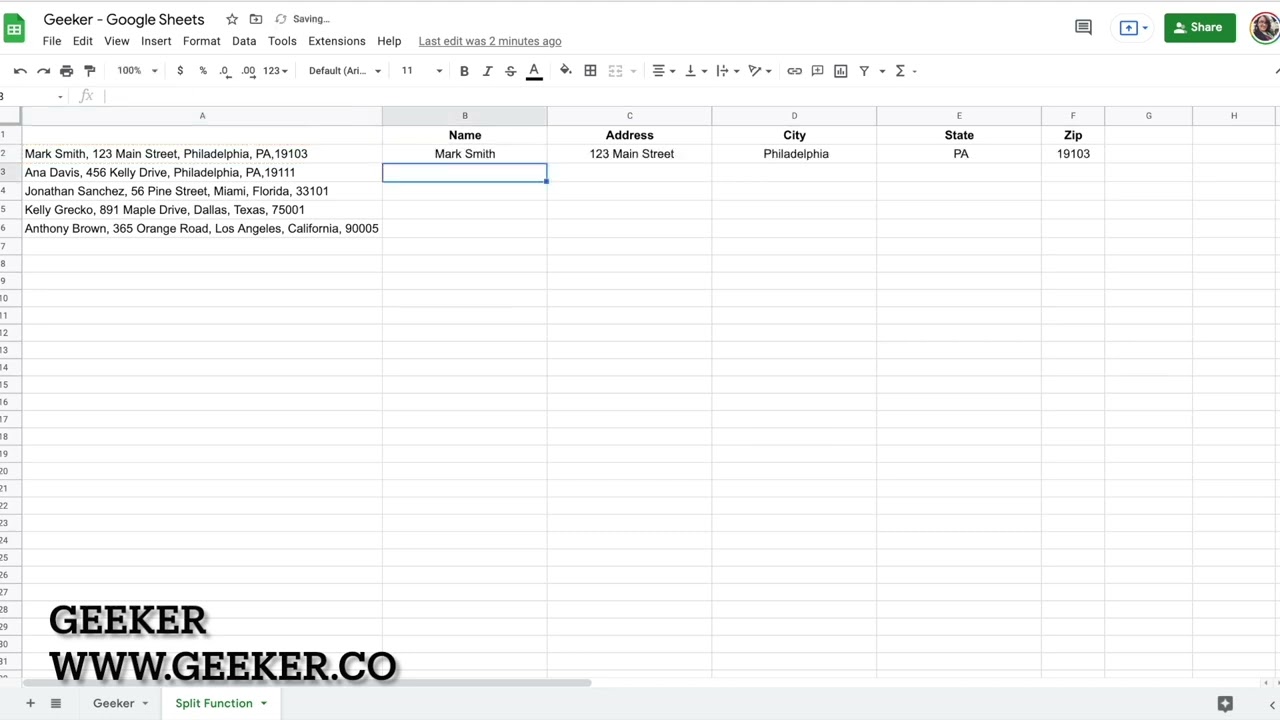How to use the Split Function in Google Sheets and save you time!