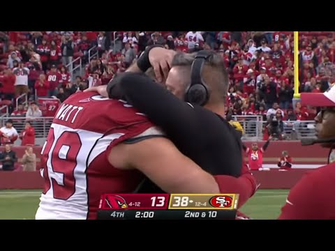 JJ Watt emotional during his final NFL game before retirement
