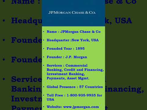 JP Morgan Bank Information|| 🔥One of the Largest Bank of America|| 🔥 #jpmorganchase#finance