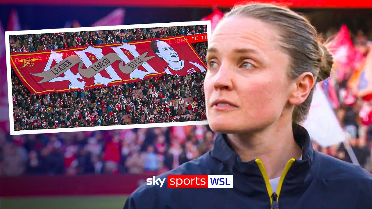 Emotional Kim Little leads Arsenal out to tifo at the Emirates 🥺❤️