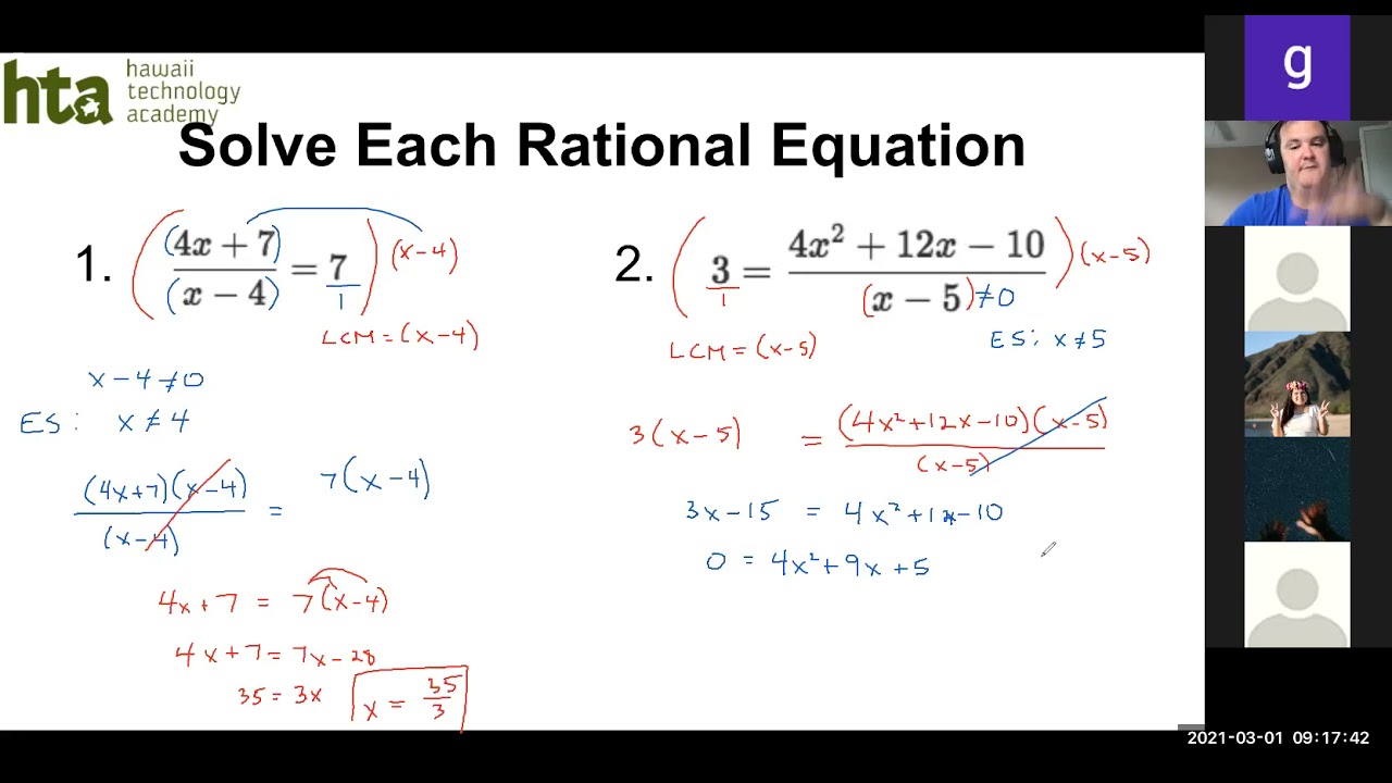 6.1 - Solving Rational Equations (Precalculus)