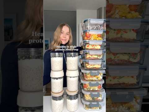 Healthy & High-protein Meal Prep😍 100G+ protein/day! Link to full recipes⬆️ #mealprep #highprotein