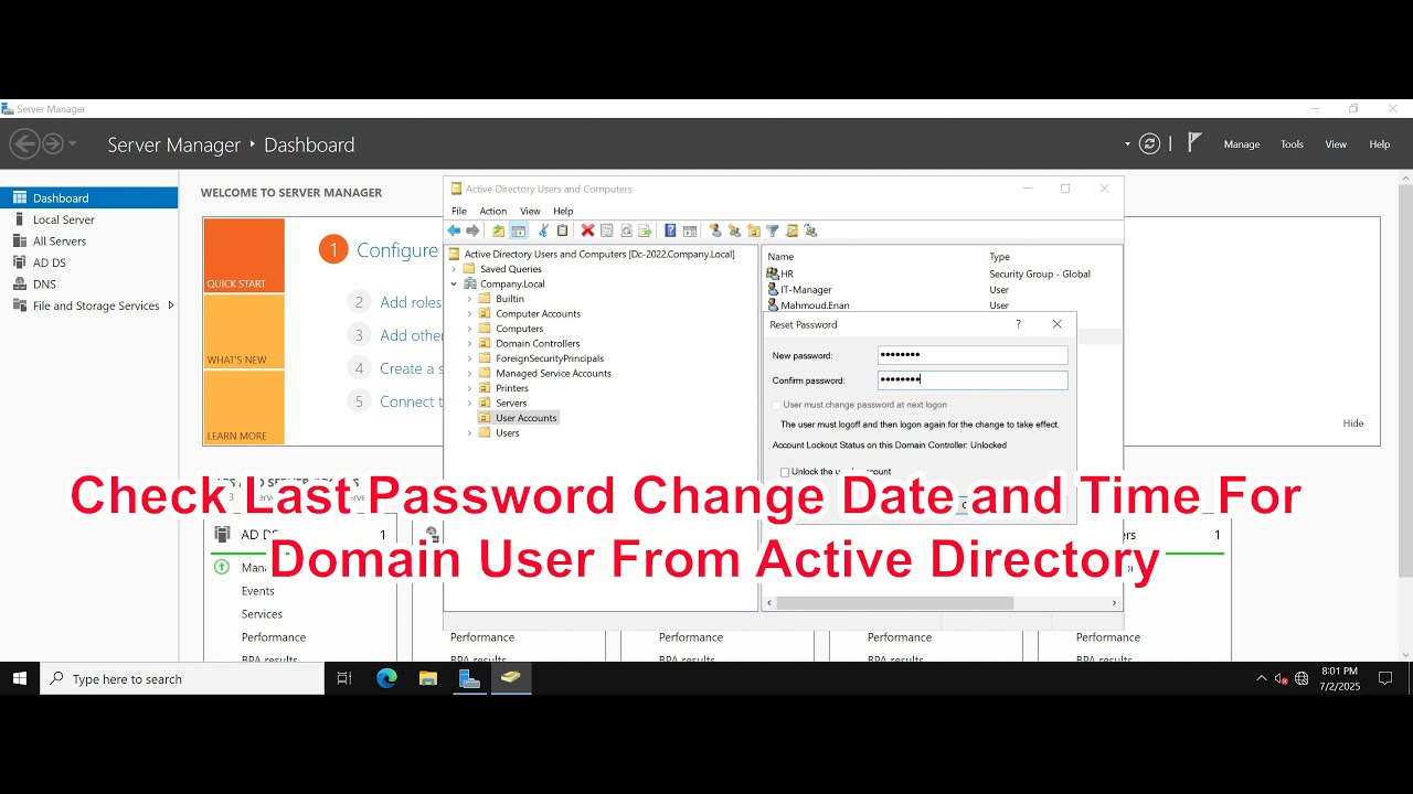 How To Check Last Password Change in Active Directory Domain User