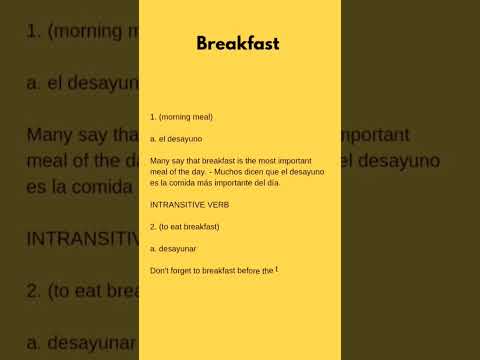English to Spanish | How to say "breakfast" in Spanish | #shorts #spanishlessons