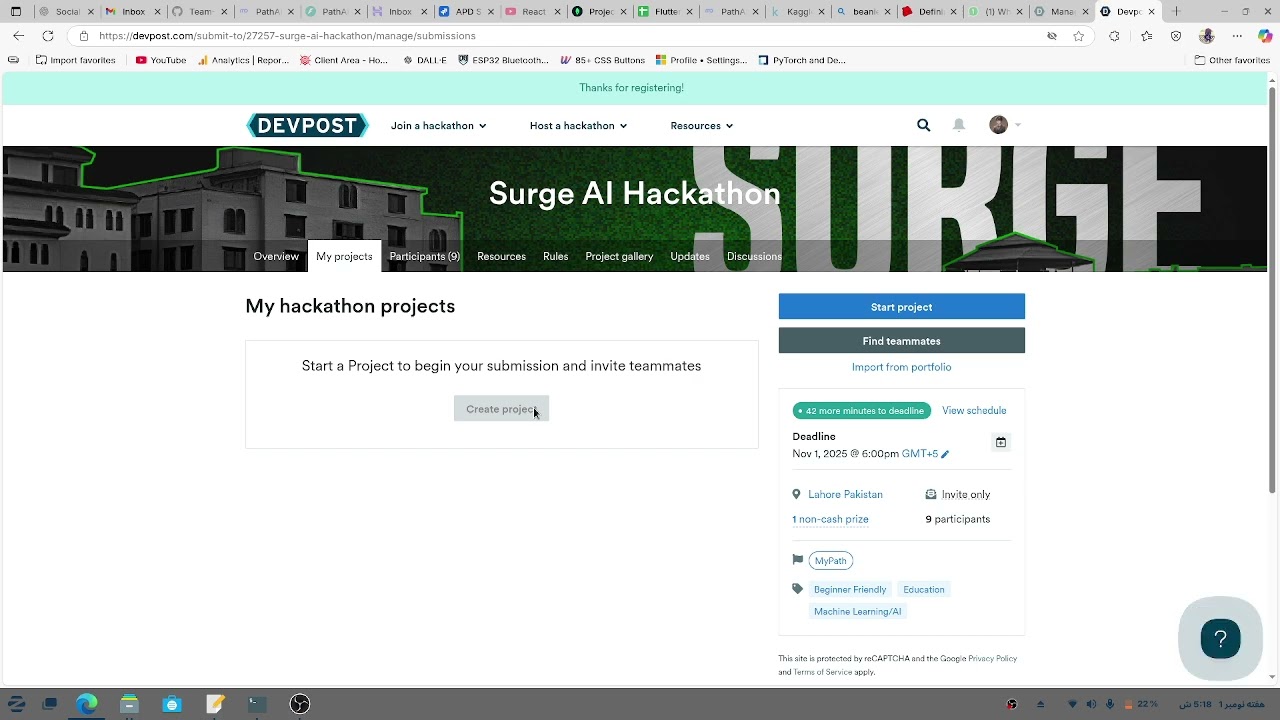 How to register for AI Hackthon on Devpost | MyPath x Surge | MyPath Sponsoring Surge AI Hackathon