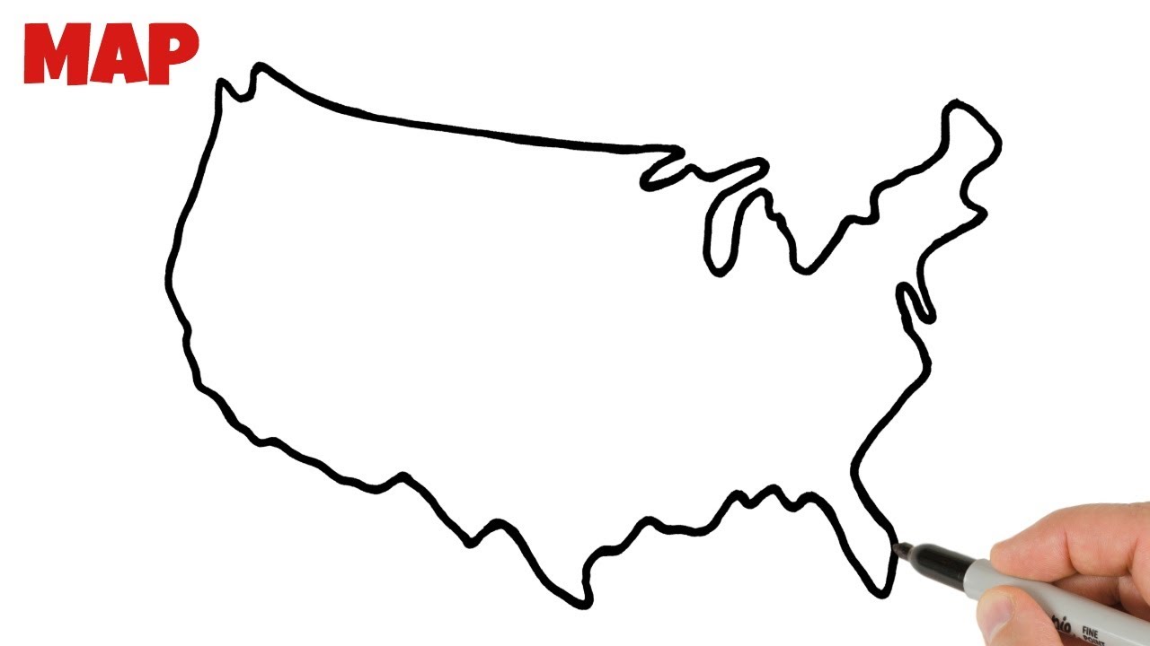 How to Draw USA Map Easy | Country Maps Drawing