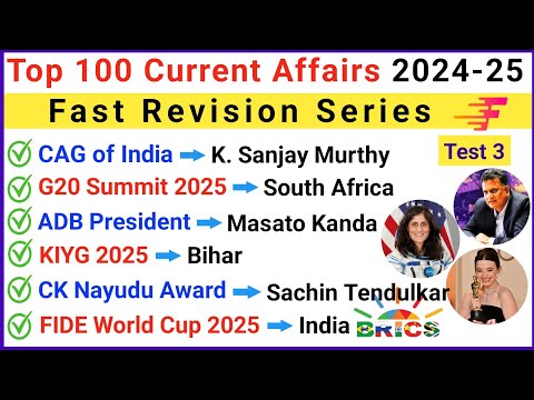Top 100 Important Current Affairs 2024 | Current Affairs 2024-25 | Current GK 2024