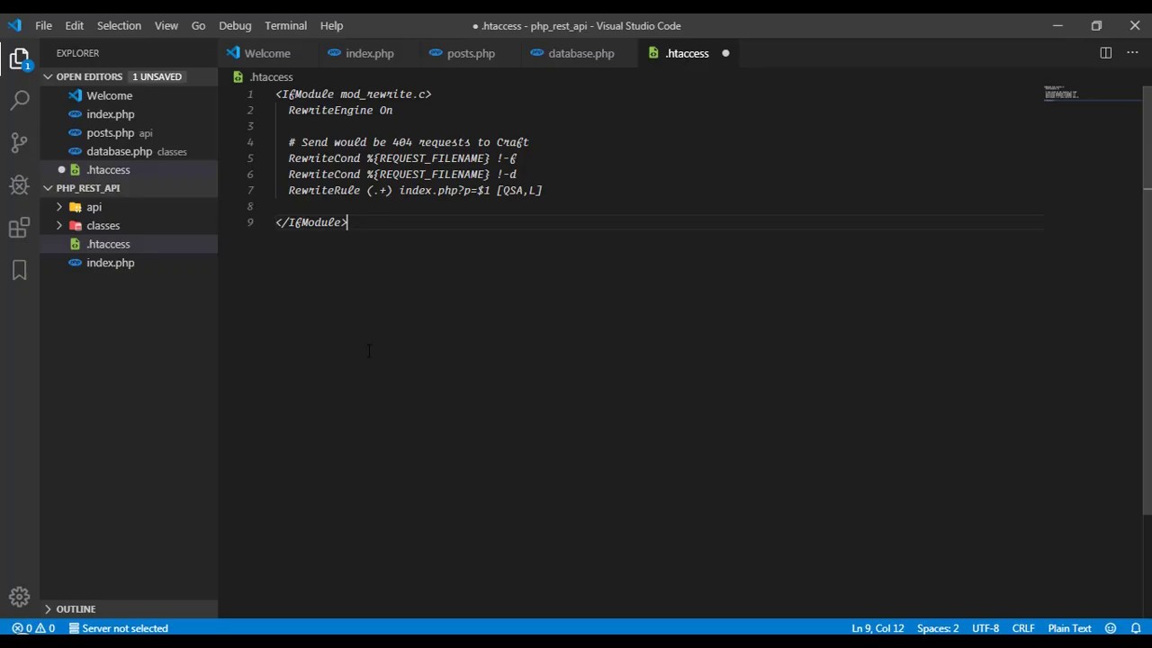 02 PHP REST API - Creating directory structures and htaccess file