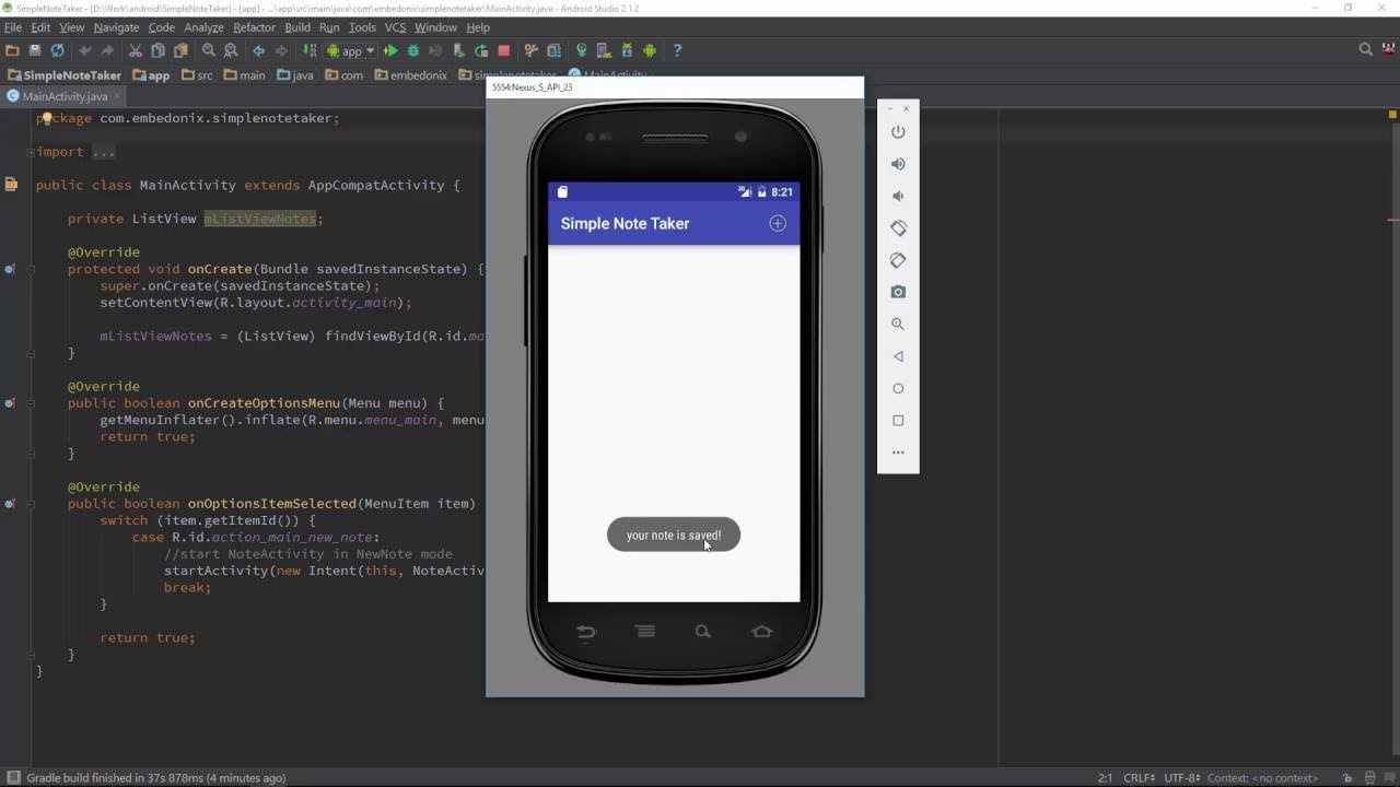 Android Tutorial #2 - Note Taker Application | Part #2