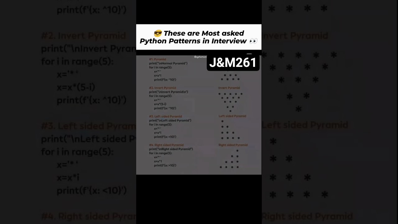 Most Asked Python Pattern Programs | Python for Beginners 🔥 #pythonprogramming #pythonprojects