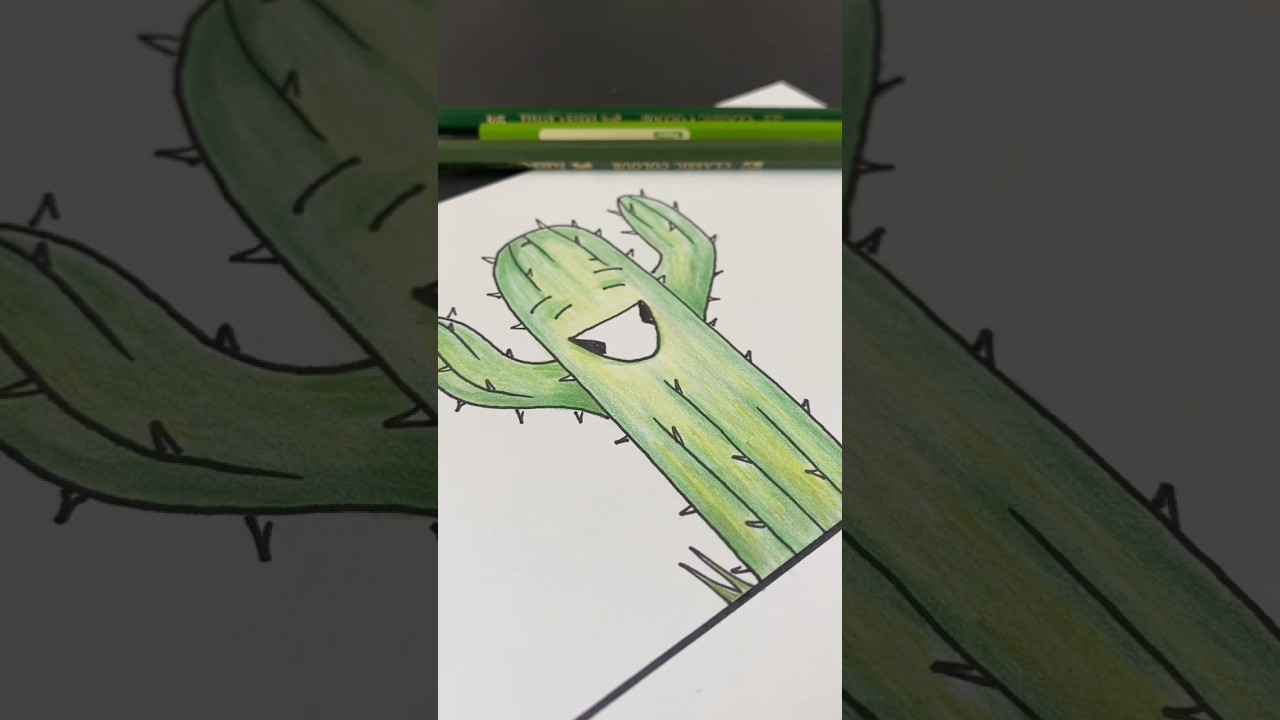 🌵How to draw a Cactus! 3 STEPS  #easy