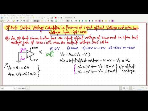 Op Amp Output Voltage Calculation Due to Input Offset Voltage & Open Loop Voltage Gain : Gate 2000