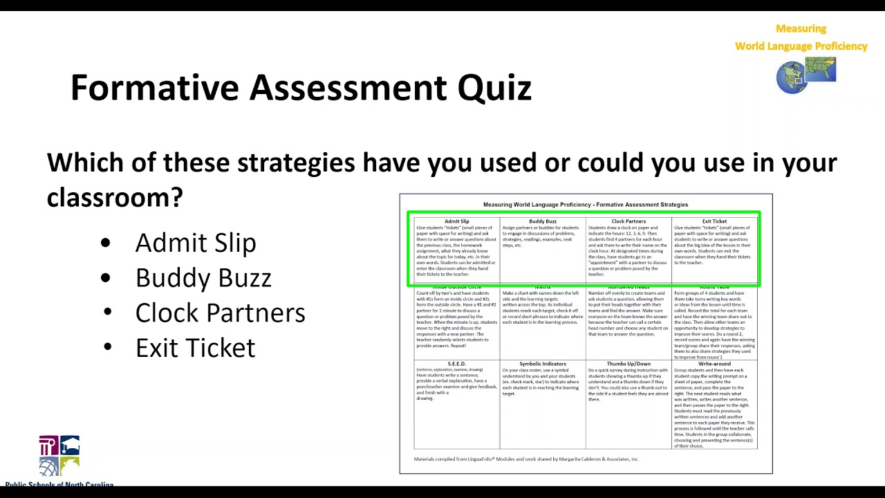 Measuring World Language Proficiency with Formative Assessment