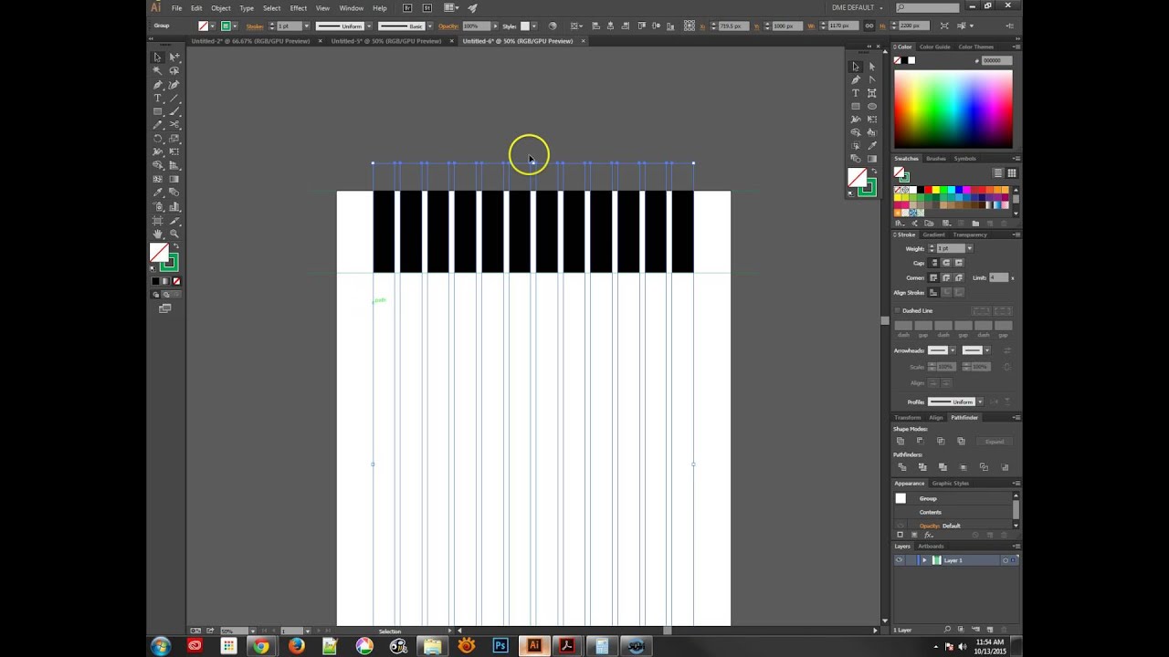 Illustrator CC 2015, Using Split into Grid to Create Complex Guides