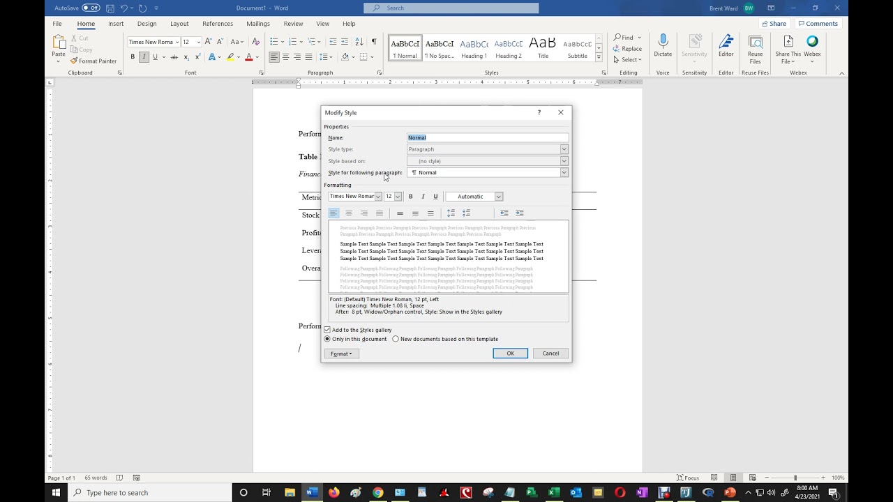Simple APA 7th Edition Table