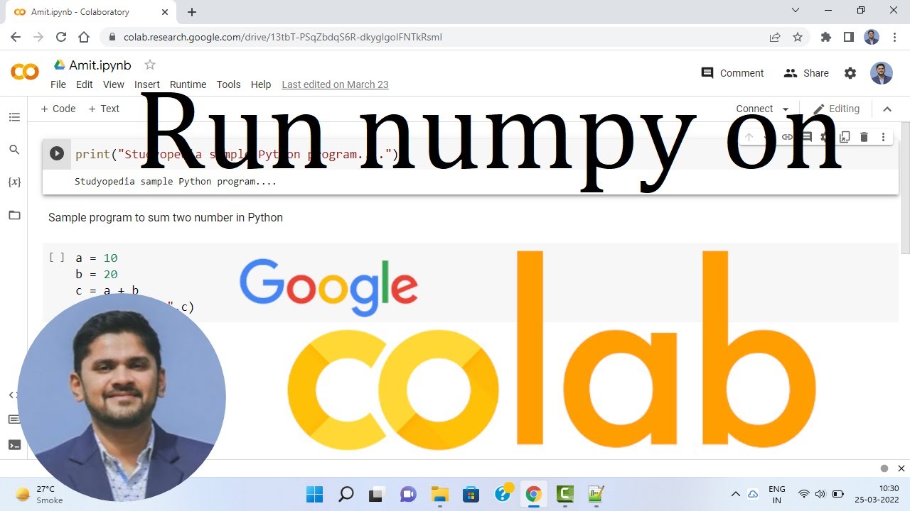How to setup and run Numpy program on Google Colab | 2022
