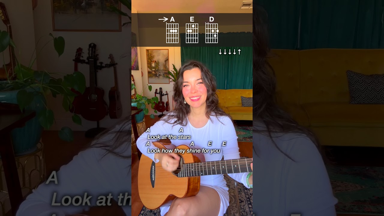 Yellow by Coldplay Easy Guitar Tutorial 🤍 #guitar