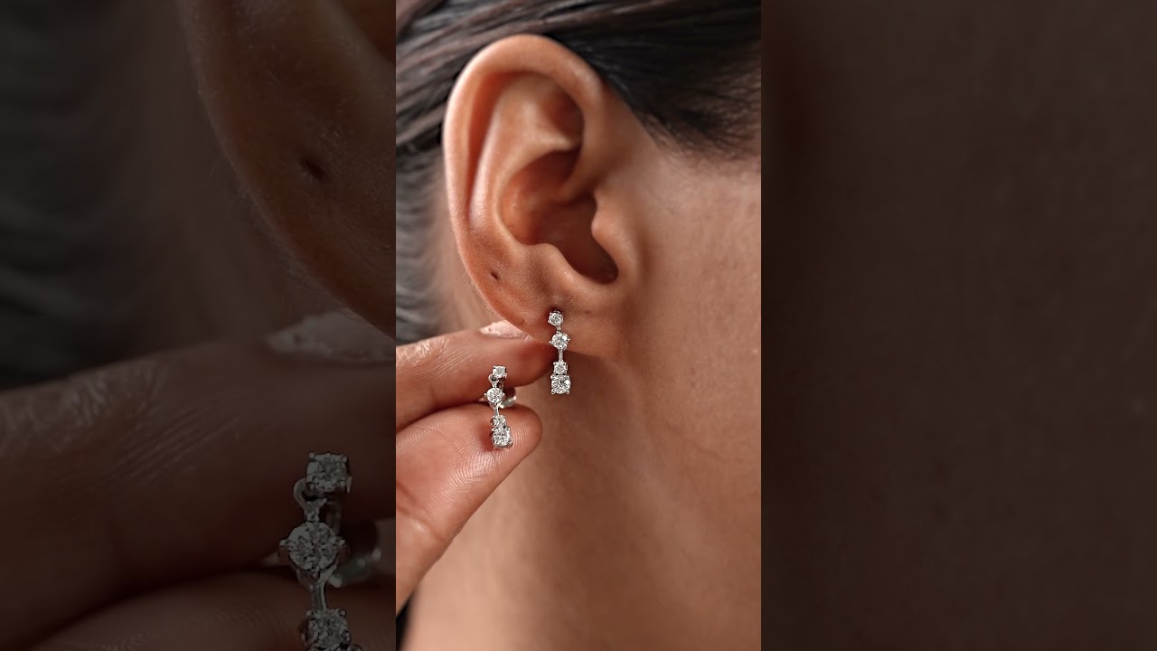 Round Cut Lab Diamond Dangle Drop Earrings #dropearrings