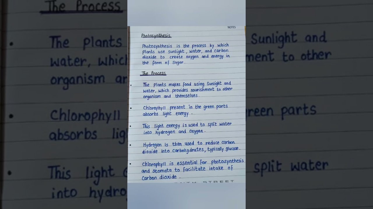 PHOTOSYNTHESIS short note || Biology Short Notes.