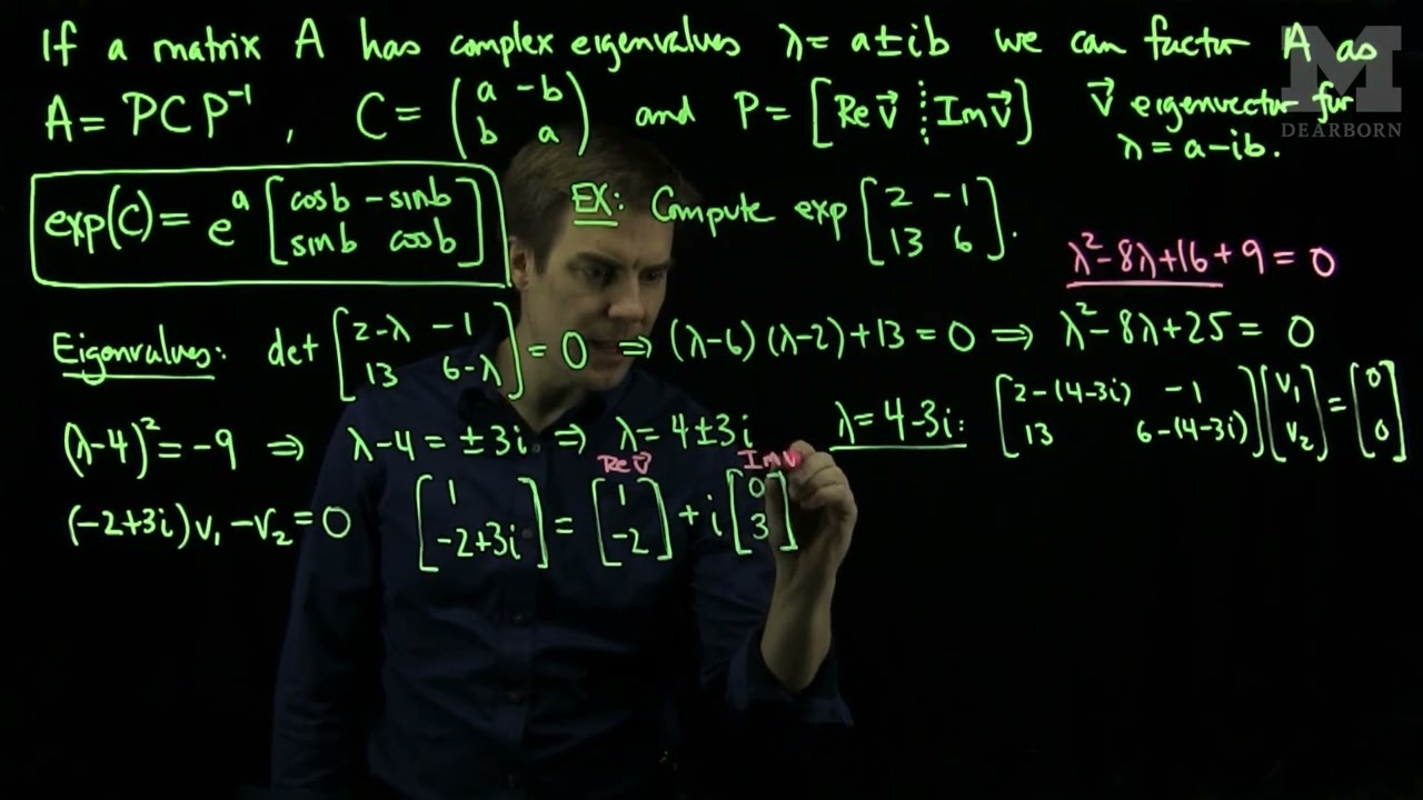 Exponentiating a Matrix with Complex Eigenvalues