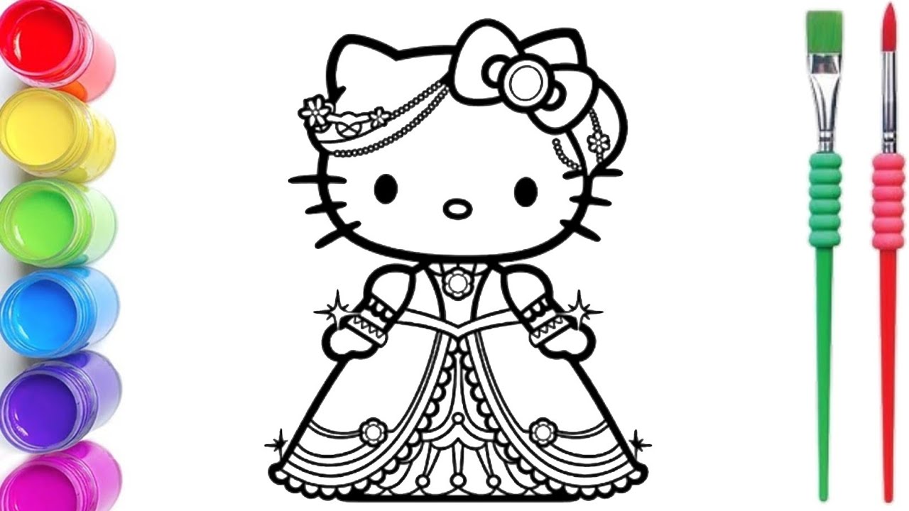 Princess Hello Kitty Drawing & Coloring 🐱👑 | Easy Coloring Page for Kids & Toddlers