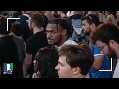 Bronny James HUGS his GF while waiting in line for Team USA vs. Brazil at Paris 2024 Olympics
