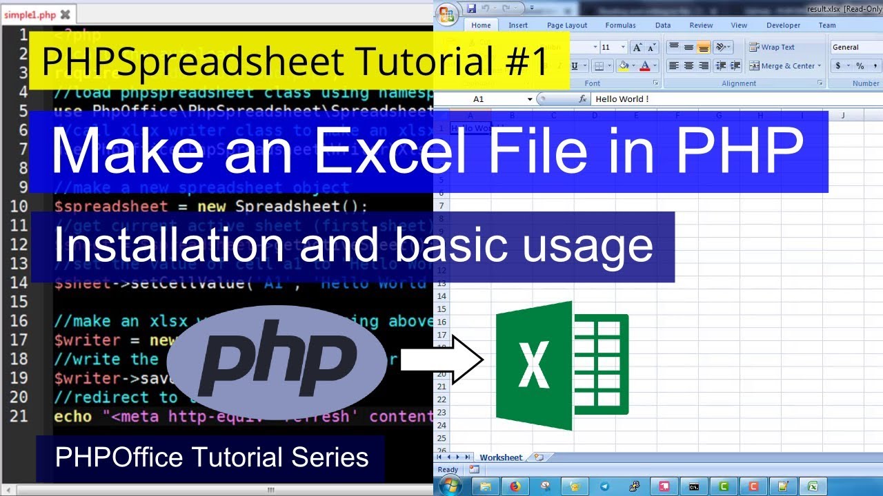 PHPSpreadsheet installation and basic usage | Make an Excel File in PHP | PHPSpreadsheet Tutorial #1