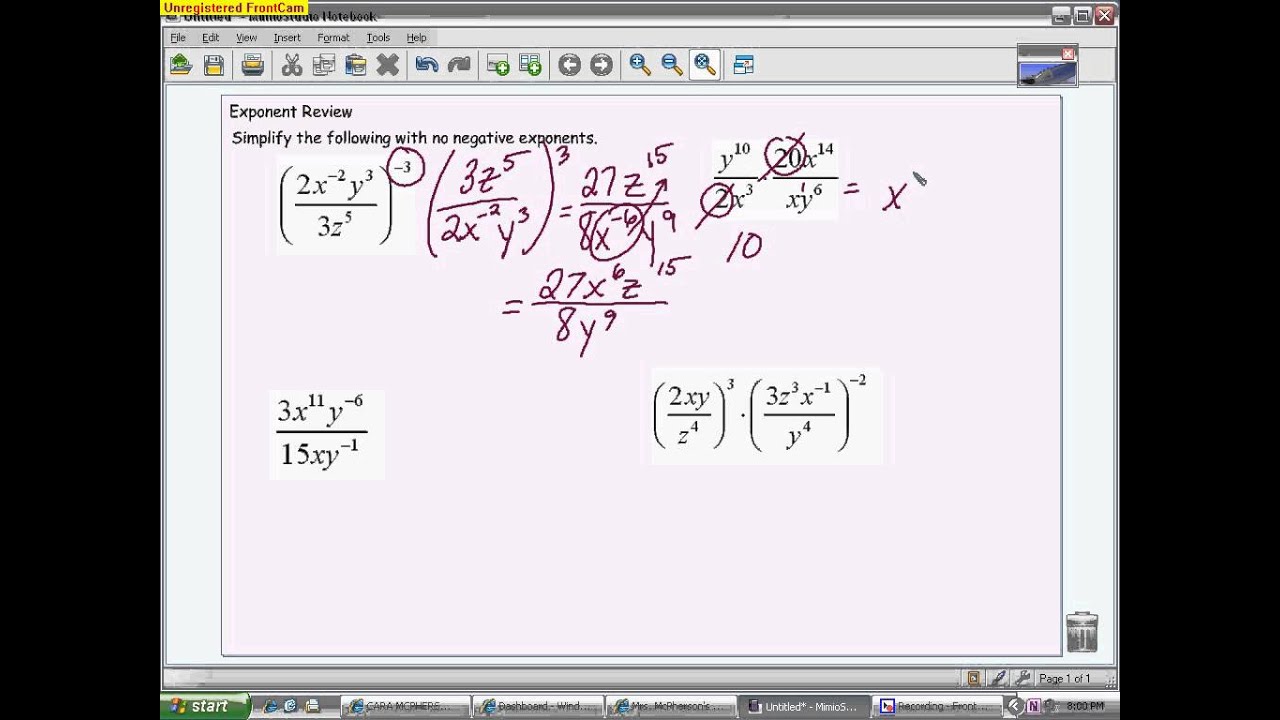 Algebra II: Review of Exponent Rules