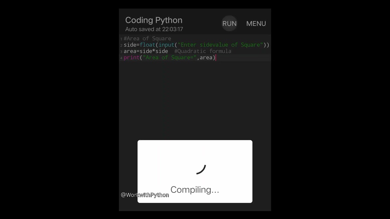 Area of Square Python coding