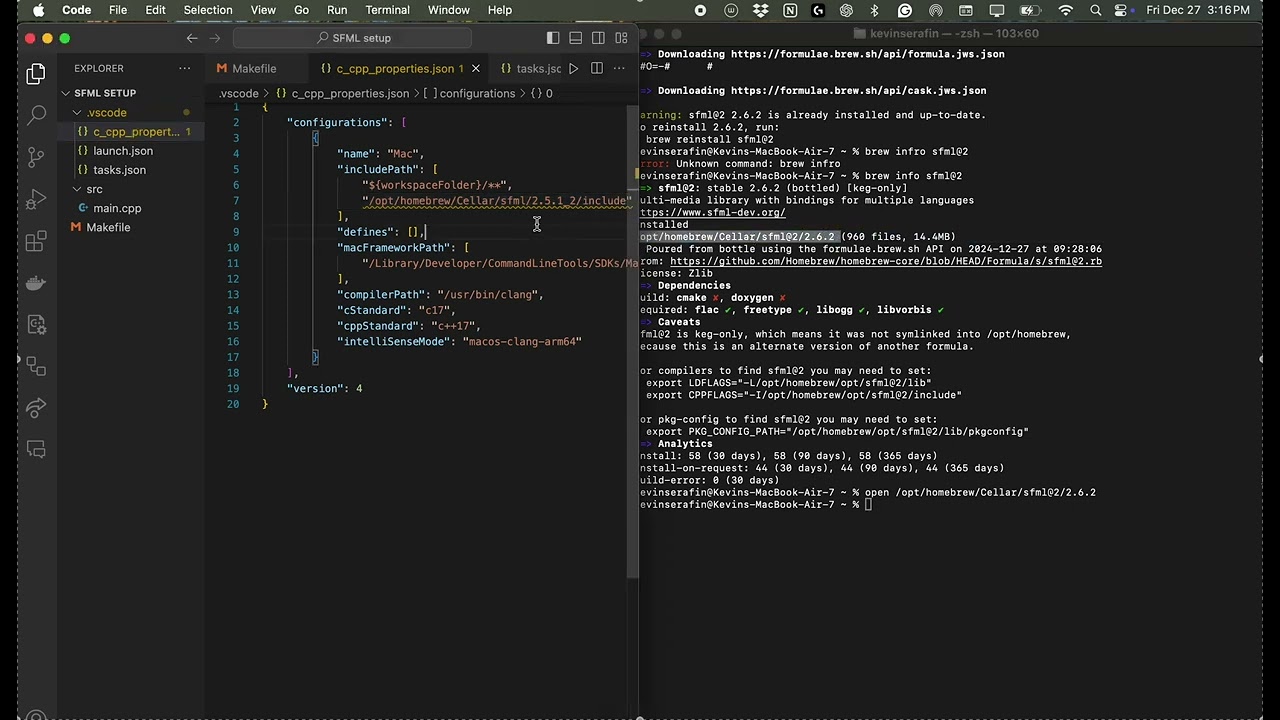 SFML VS Code macOS Setup Tutorial | Inspired by Beatzoid's Repo