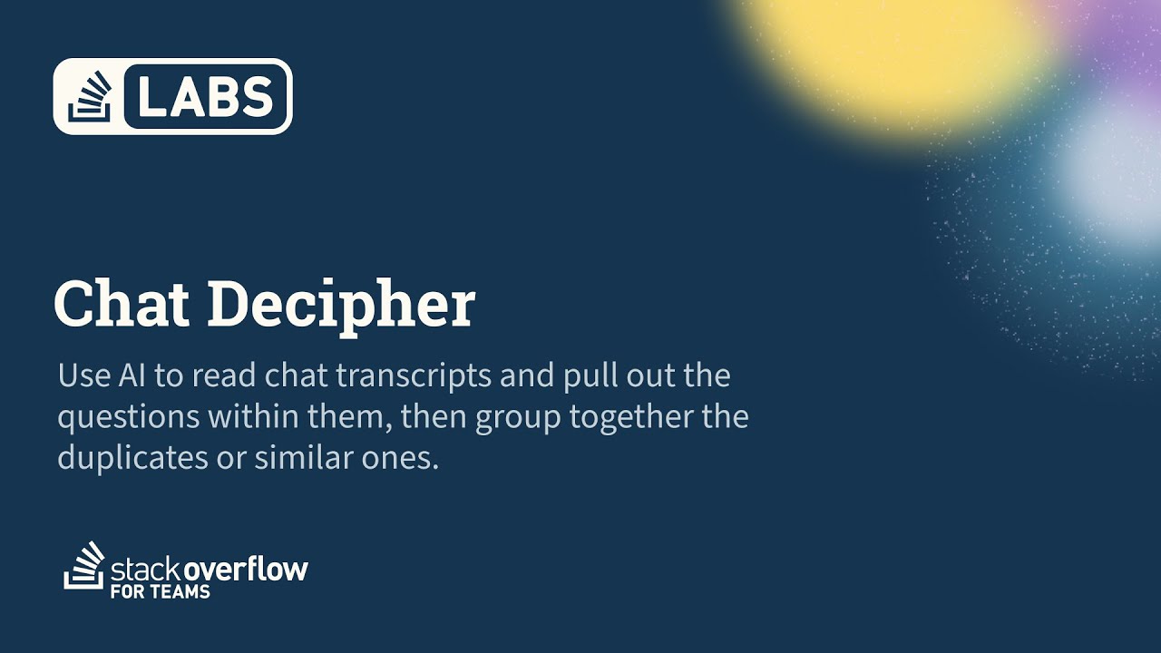 Stack Overflow AI/ML Demo: Decipher