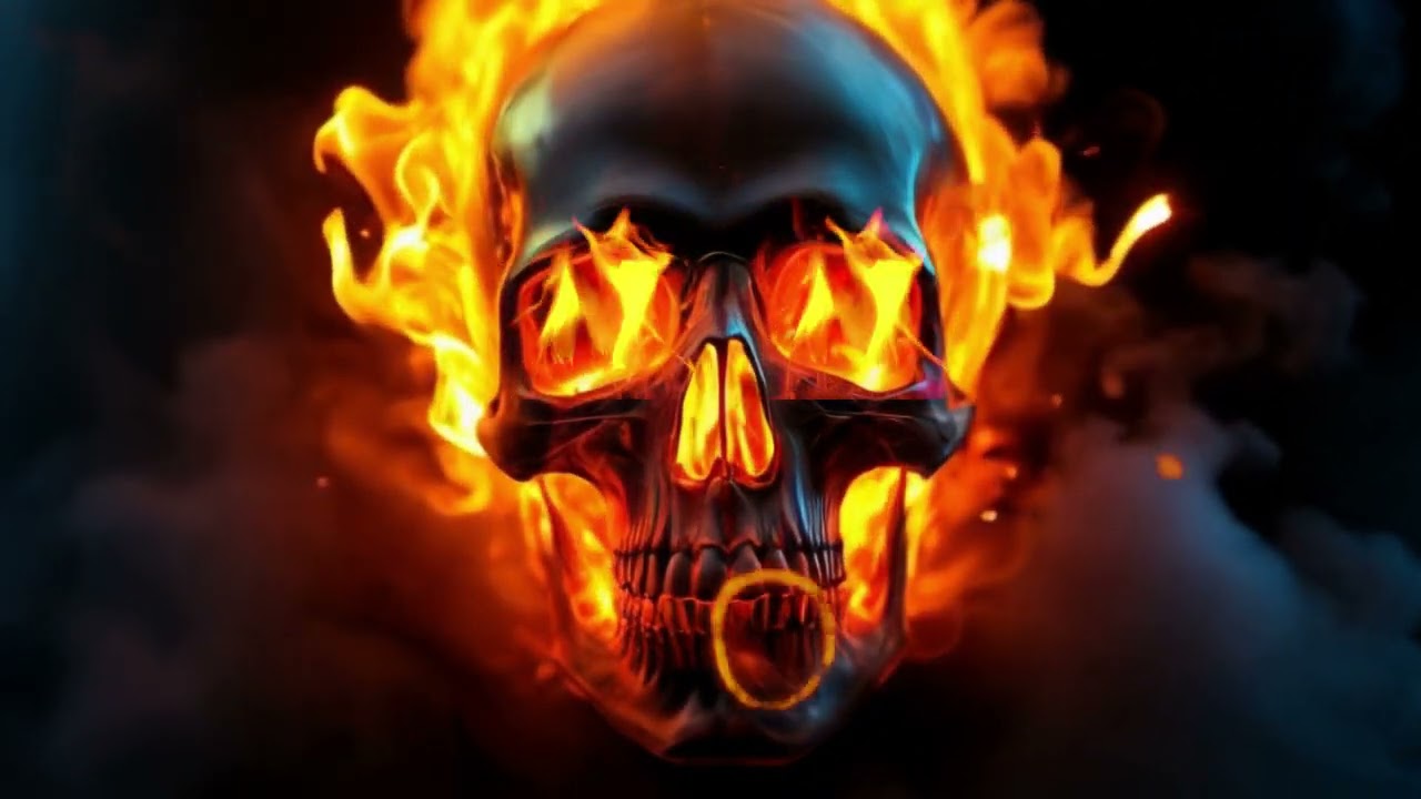 Burning skull using AI tools and video editing