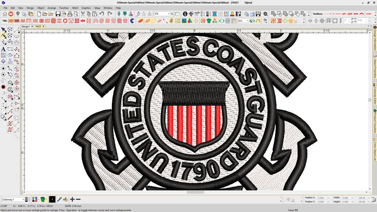 United States coast guard Embroidery logo
