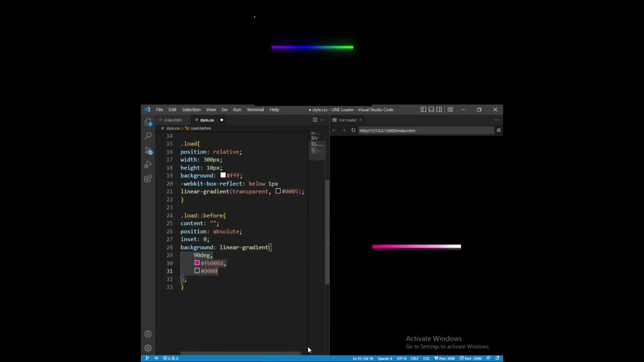 Glowing Gradient Loading Bar Animation Effects #shorts