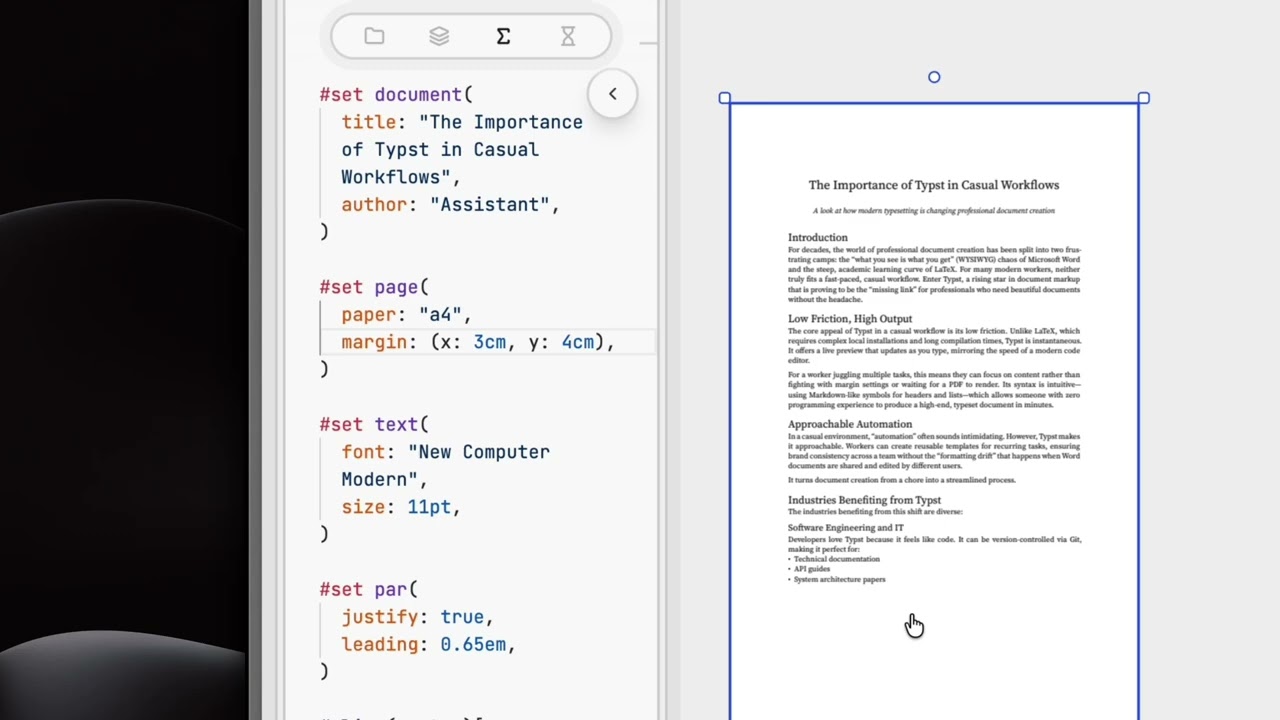 Integrated Document Creation with Typst