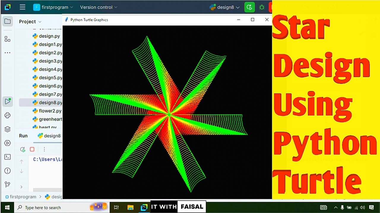 Beautiful Star Design Using Python Turtle Graphics | Easy Python Drawing Art For Beginners