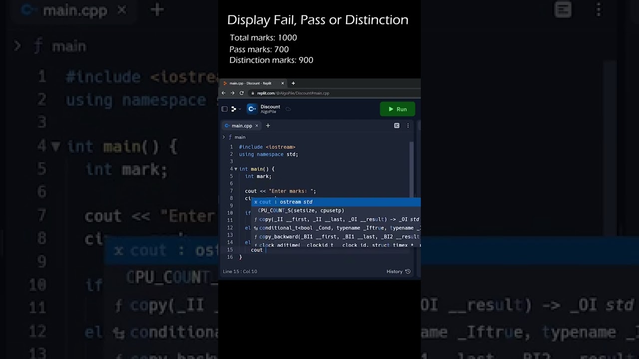 CPlusPlus Tutorial (Exam Result Calculation)