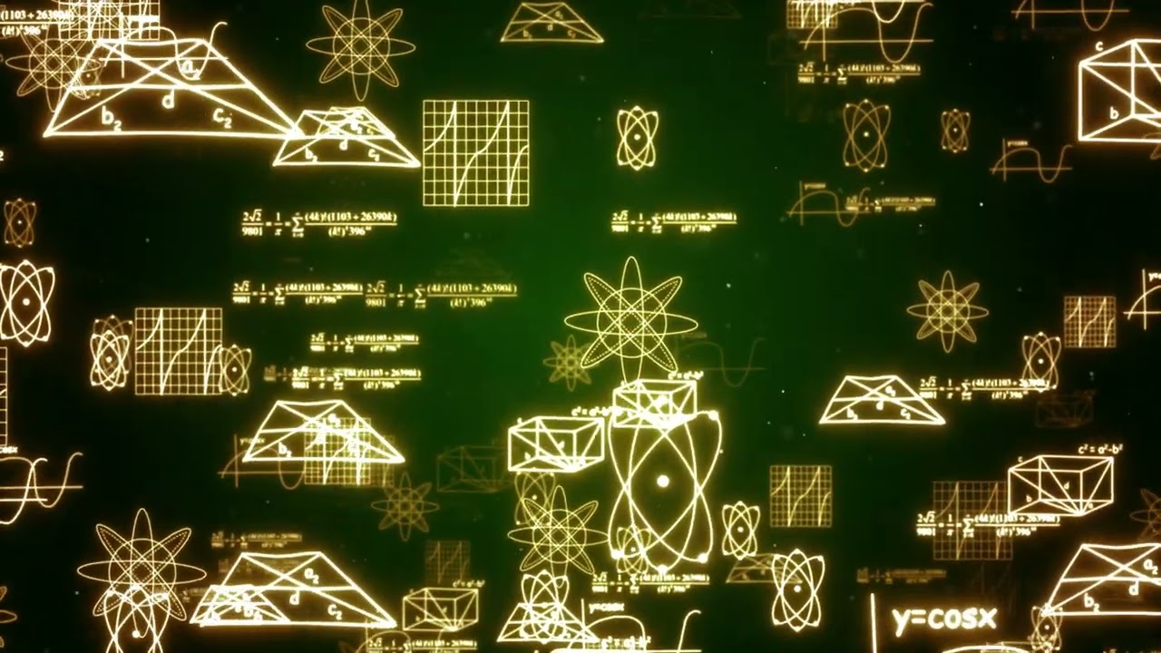 Basic #math #equations and formulas, chalk lettering on school green #chalkboard loop background.