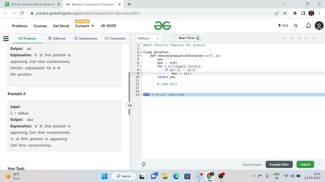 Remove Consecutive Characters | string | python | DSA by Shradha Didi & Aman Bhaiya