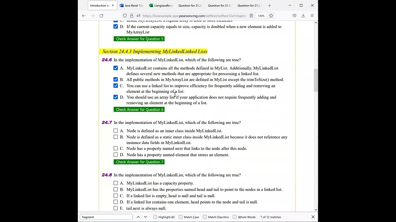 Daniel Liang Java Chapter 24 Multiple Choice Questions Part 1