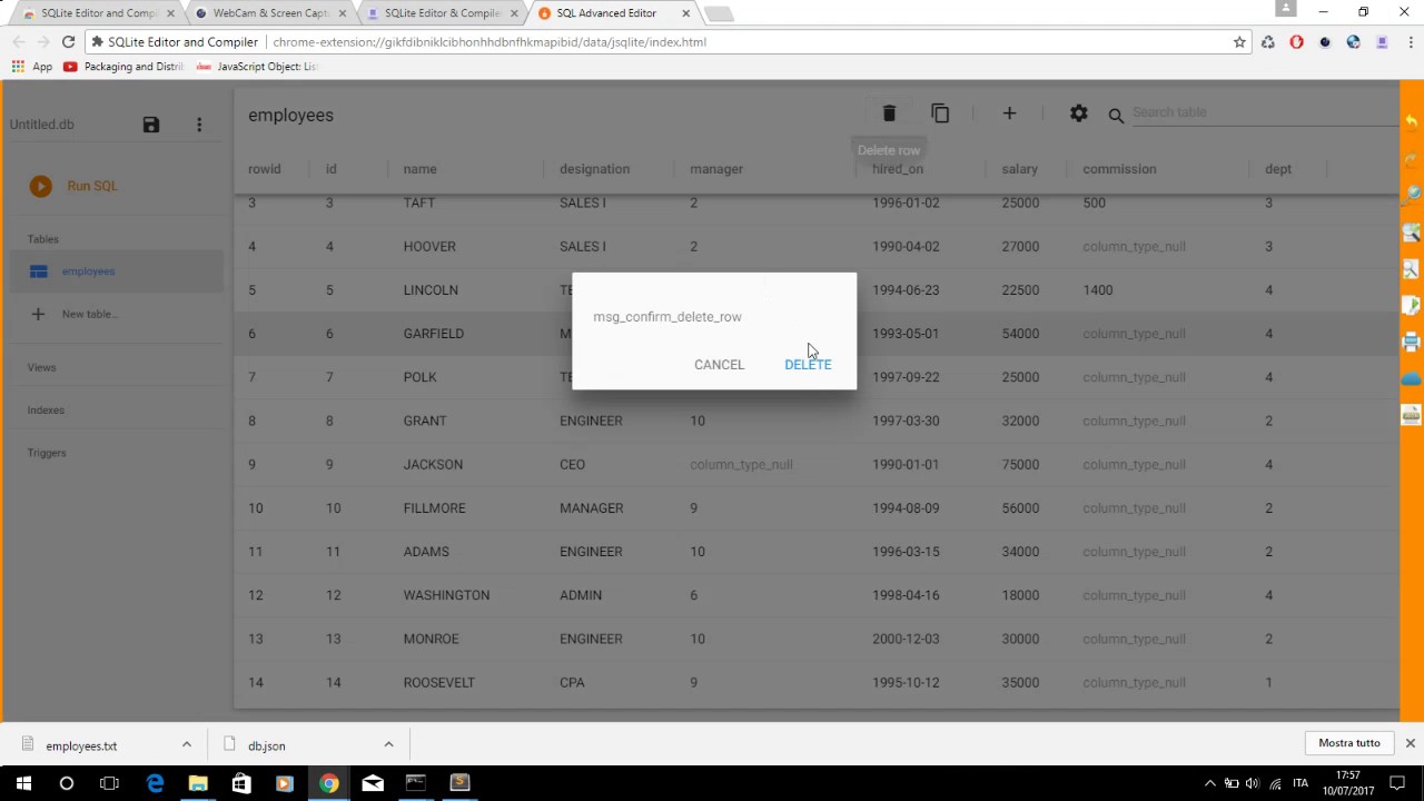 SQLite Editor and Compiler