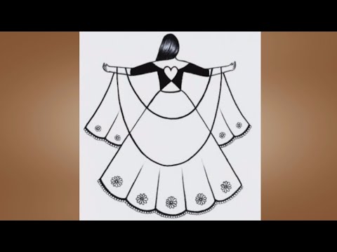 Girl drawing for beginners/ How to draw a girl easy step by step / Girl wearing lehenga drawing