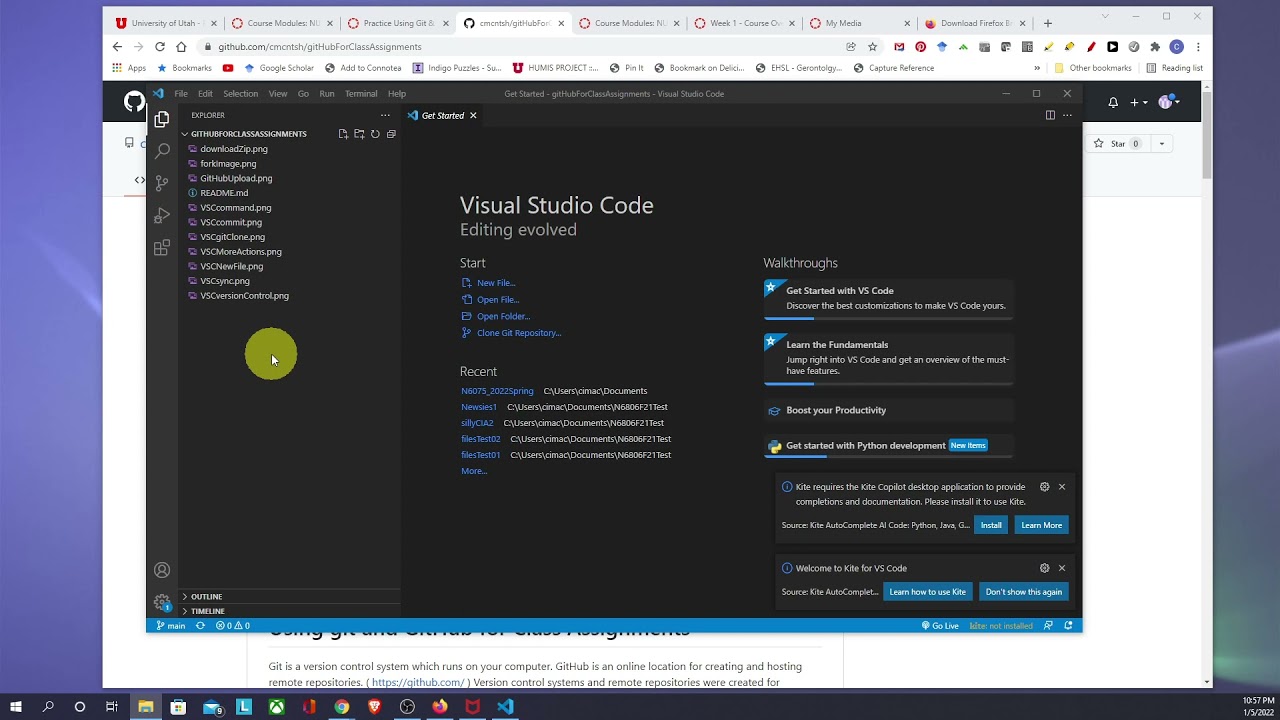 Using git and GitHub for Class Assignments