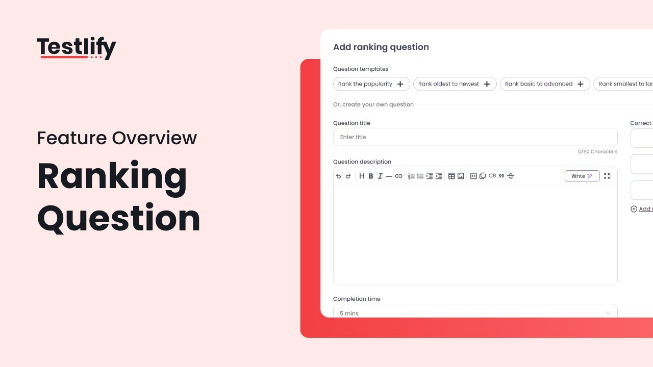 How Ranking Questions - Custom Question Type Works | Testlify