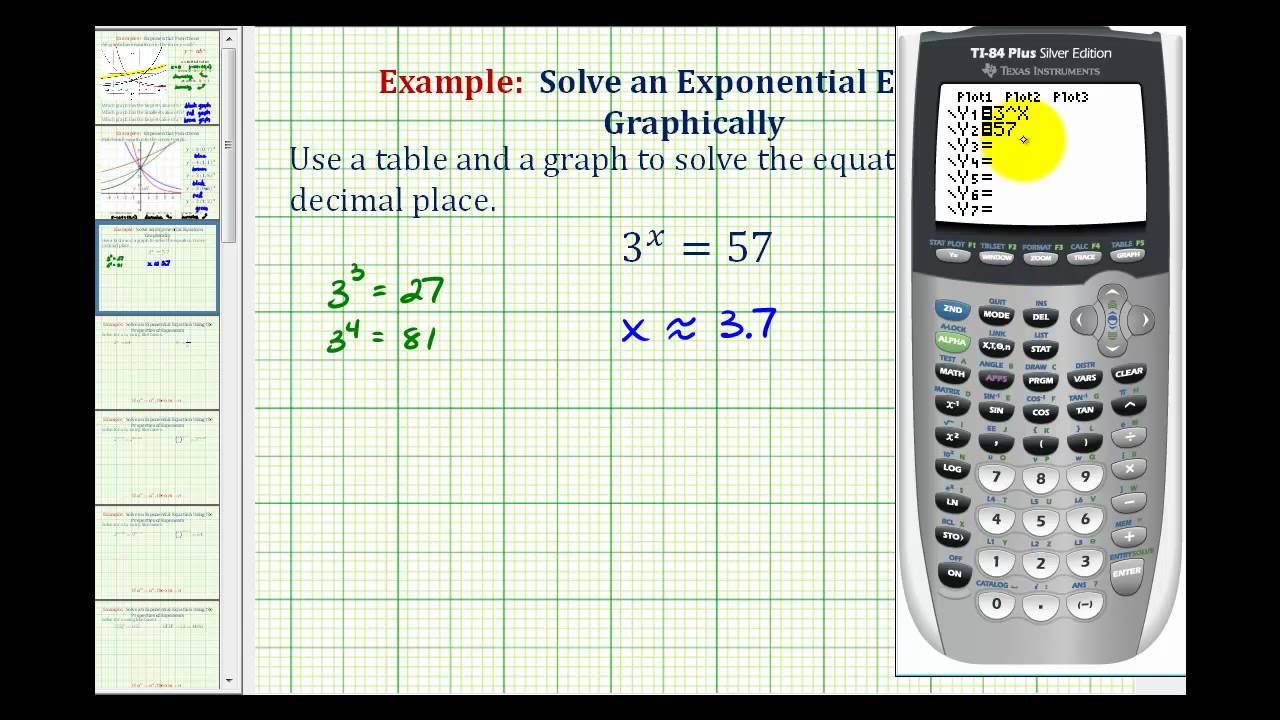 Ex:  Solve an Exponential Equation Graphically on the TI84