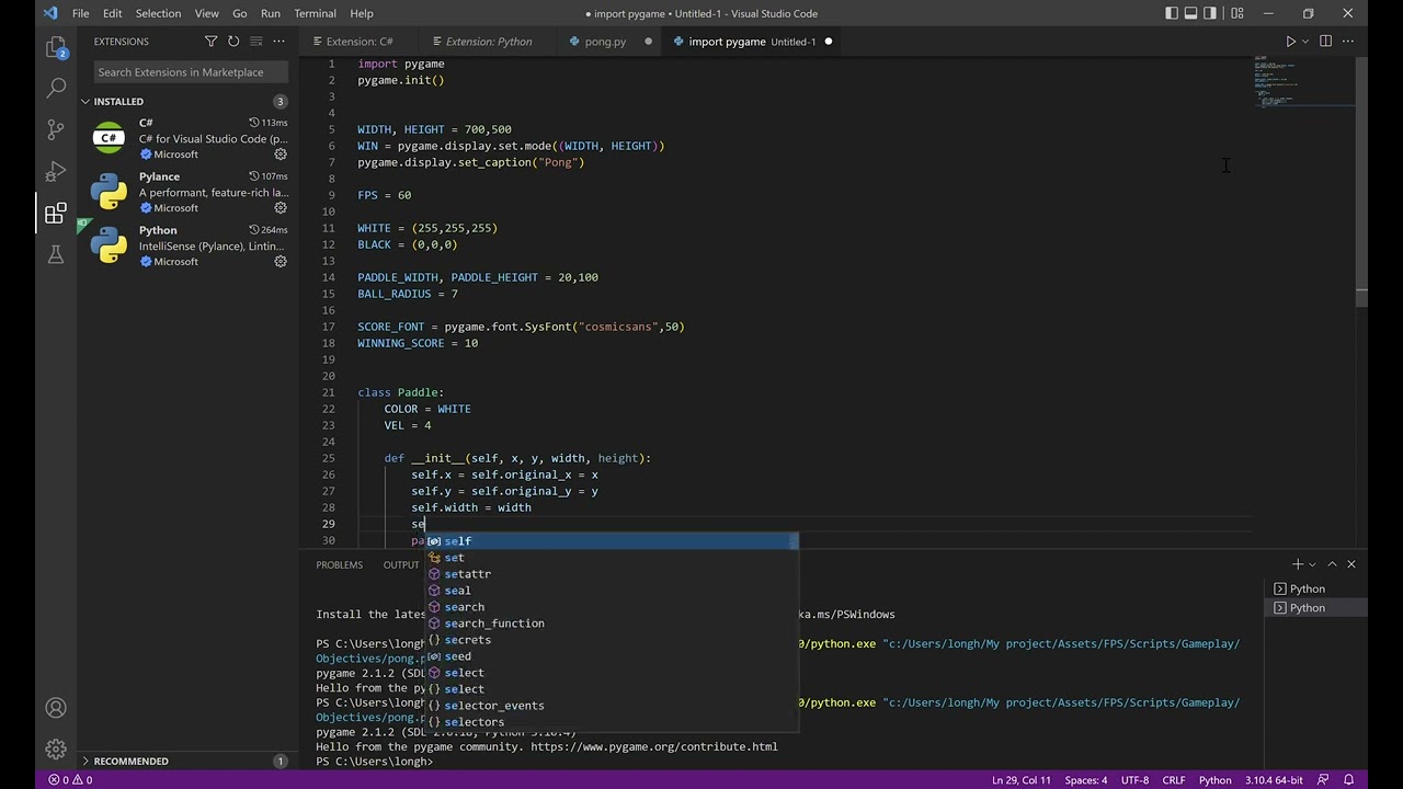 ping pong game in python part one!