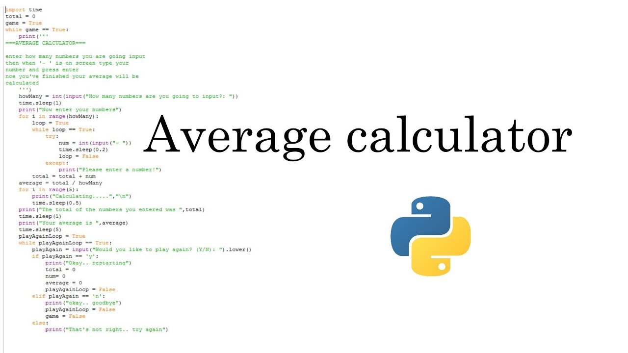 how I made an average calculator on Python