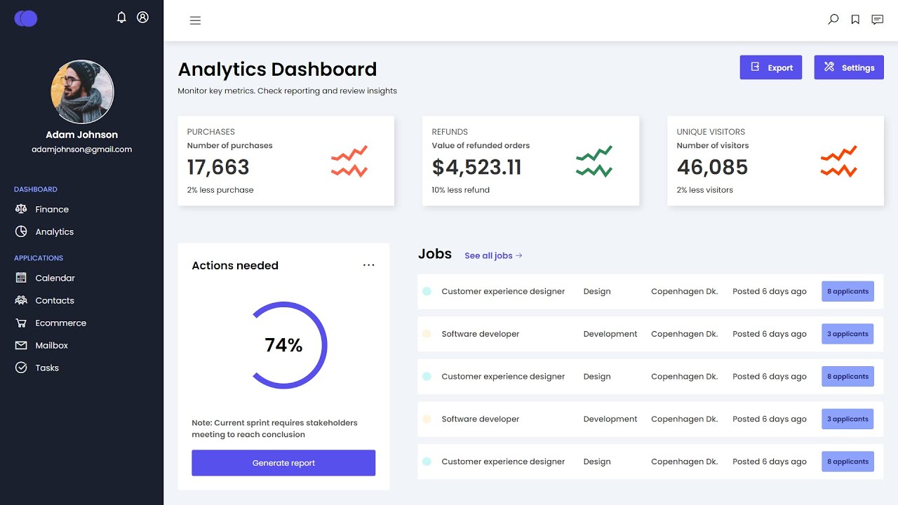 Responsive Admin Dashboard Panel HTML And CSS