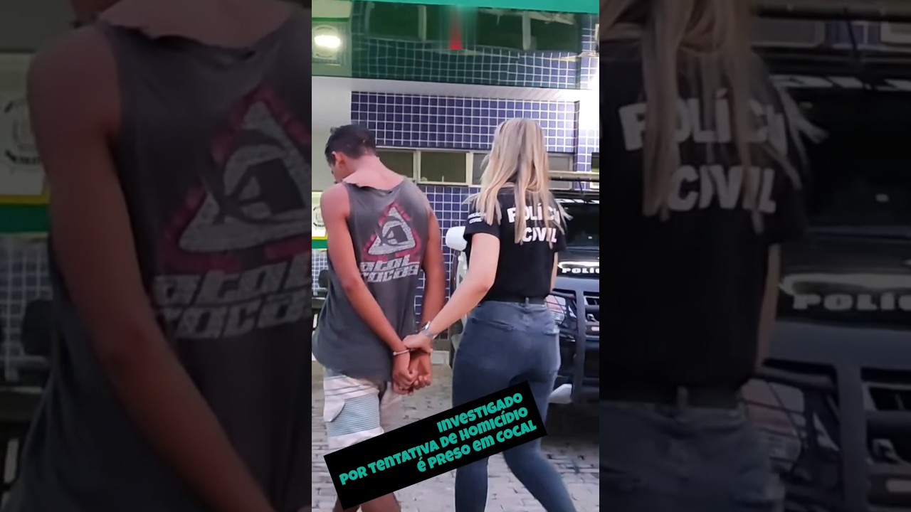 The man was handcuffed and arrested by a female police officer.